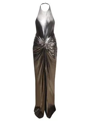 Retrofete Metallic Halterneck Dress - Grey