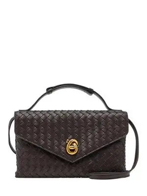 Bottega Veneta Knot-lock Intrecciato Leather Clutch - Brown