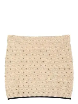 FRAME Bauble Open-knit Mini Skirt - Cream