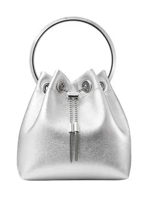 JIMMY CHOO Metallic Bon Bon Top-handle Bag - Silver