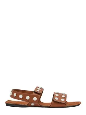 Khaite Boden Stud-embellished Leather Sandals - Tan