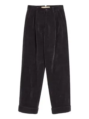 Valentino Garavani Washed Cotton-linen Velvet Chino Fit Trousers - Night