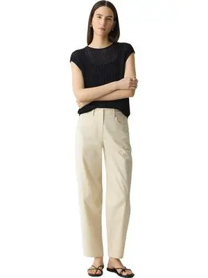 Theory Cropped Barrel Pant In Cotton Twill - Almond