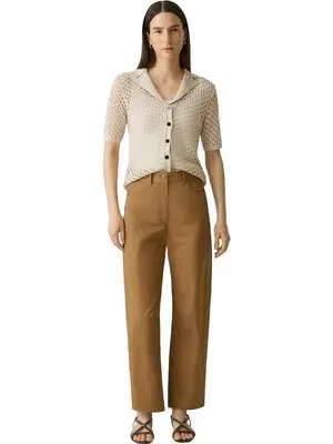 Theory Cropped Barrel Pant In Cotton Twill - Bronze