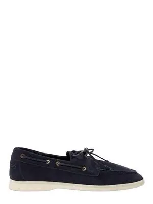 Loro Piana Sea-sail Walk Suede Boat Shoes - Blue