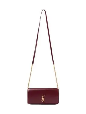 Saint Laurent Cassandre Leather Crossbody Bag - Burgundy