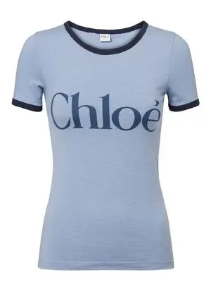 Chloé Logo Cotton-blend Jersey T-shirt - Blue