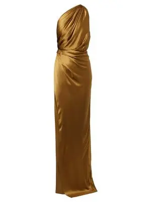 THE SEI Draped Silk Satin Gown - Gold