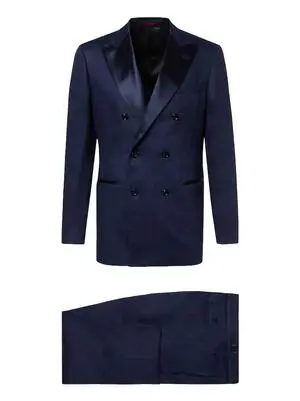 Brunello Cucinelli Double-breasted Linen Tuxedo - Blue