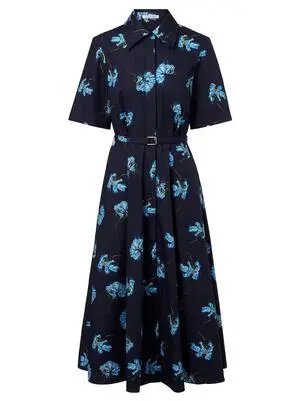 EMILIA WICKSTEAD Floral Cotton Shirt Dress - Blue