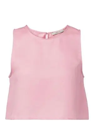 Asceno Kobe Linen Crop Top - Pink