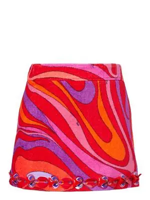 Emilio Pucci Marmo Embellished Cotton Terry Miniskirt - Multicoloured