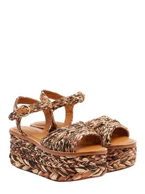 Clergerie Arty Raffia Platform Sandals - Brown