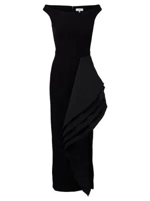 Safiyaa Bree Draped Midi Dress - Black