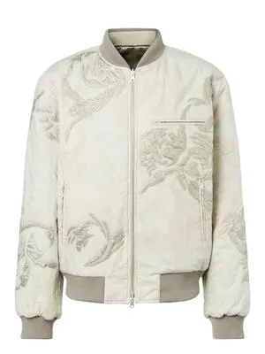Dries Van Noten Embroidered Cotton Bomber Jacket - Beige