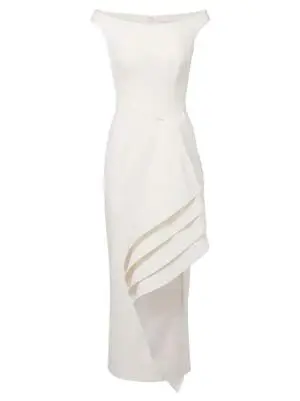 Safiyaa Bree Draped Midi Dress - White