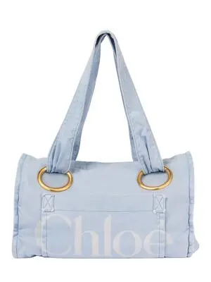 Chloé Logo Cotton Tote Bag - Blue