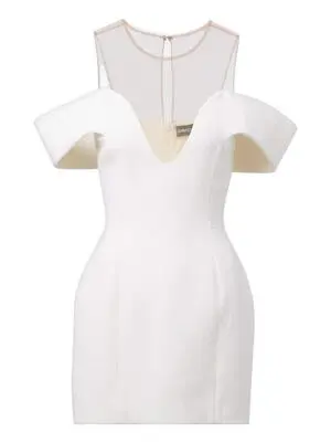 David Koma Off-shoulder Wool Minidress - White