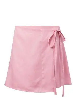 Asceno Positano Linen Miniskirt - Pink