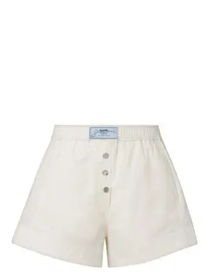 GANNI Cotton-Blend Shorts White