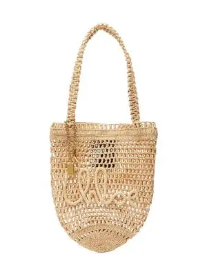 Chloé Raffia Banana Tote Bag - Beige
