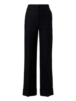 Valentino Garavani Wool And Silk Wide-leg Pants - Black