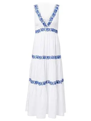 Heidi Klein Embroidered Cotton Maxi Dress - White
