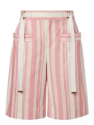 Chloé Striped Cotton Bermuda Shorts - Pink