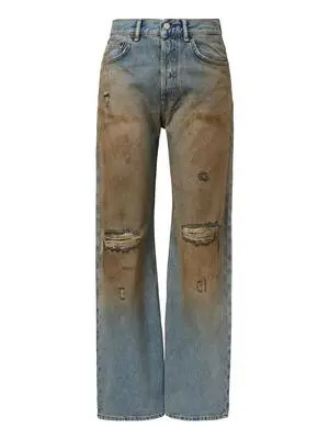 Acne Studios Distressed Wide-leg Mid-rise Jeans - Blue