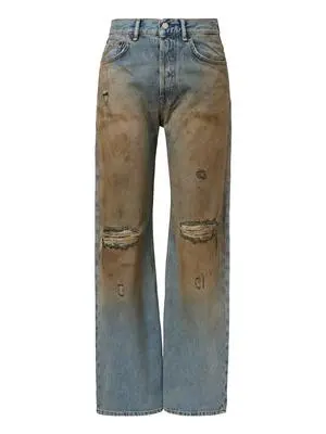 Acne Studios Distressed Wide-leg Mid-rise Jeans - Blue