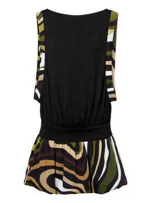 Emilio Pucci Marmo Gathered Jersey Minidress - Black