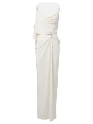 Coperni Draped Embellished Jersey Maxi Dress - White