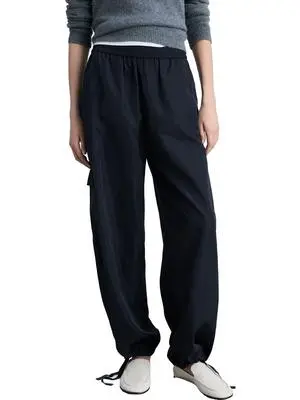 Mango Drawstring Hem Cargo Pants Dark Navy
