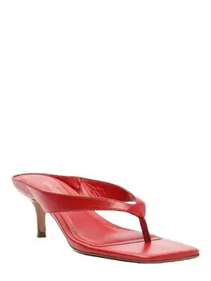 AREZZO Gia Mid Heel Leather Flip Flop Royal Red