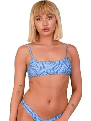 OOSC Moroccan Dream Lace Up Crop Bikini Top - Blue