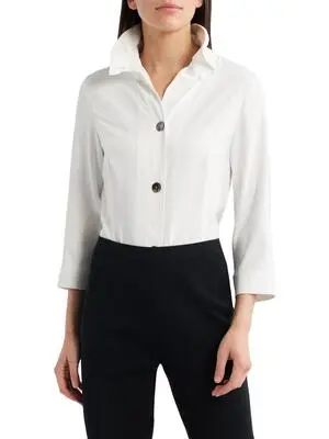Ming Wang Ruffle Collar Button-up Shirt - White