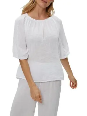 Michael Stars Jane Puff Sleeve Top - White