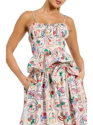 EN SAISON Nayeli Print Peplum Camisole