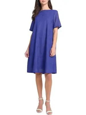 Ming Wang Embroidered Shift Dress - Sapphire Sea