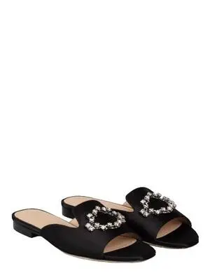 AIMEE ANN LOU Cleo Crystal Embellished Mules - Black