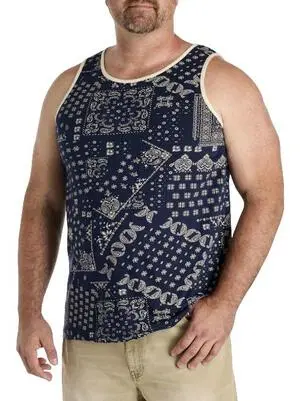 TRUE NATION BY DXL Big & Tall Paisley Sleeveless T-shirt - Navy