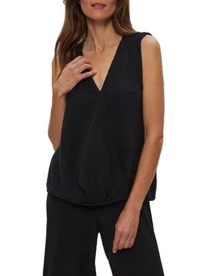 Michael Stars Kate Surplice Sleeveless Top - Black