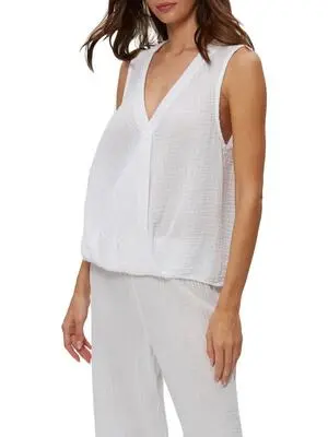 Michael Stars Kate Surplice Sleeveless Top - White