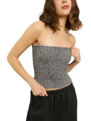WHIMSY + ROW Matilda Smocked Tube Top - Black Gingham