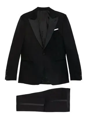 LARDINI Satin-trim Suit - Black