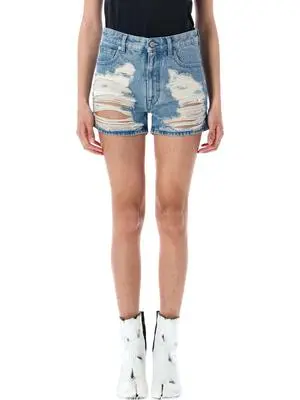 MAISON MARGIELA Distressed Denim Shorts - Blue