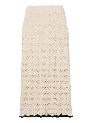 Zimmermann Rhiannon Crocheted Cotton Midi Skirt - Cream