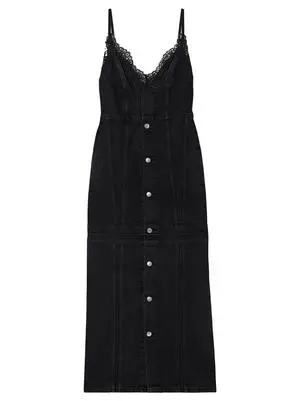 Stella McCartney Lace-trimmed Paneled Organic Denim Midi Dress - Black