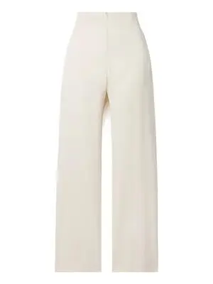 CORTANA Asa Linen-blend Crepe Straight-leg Pants - Ivory