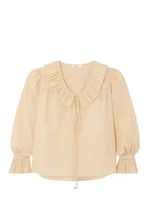 Chloé Ruffled Cotton-voile Blouse - Neutrals